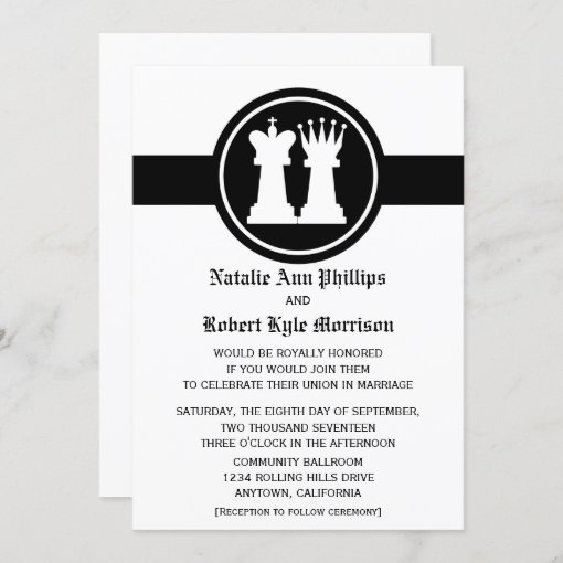 Chess King and Queen Wedding Invitation | Zazzle