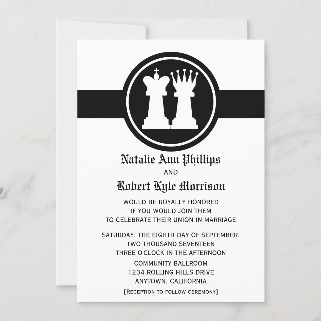 Chess King and Queen Wedding Invitation | Zazzle