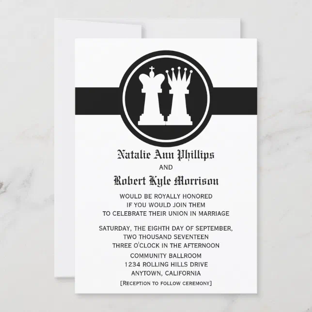 Chess King and Queen Wedding Invitation | Zazzle