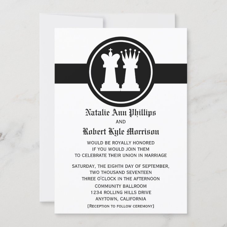 Chess King and Queen Wedding Invitation | Zazzle