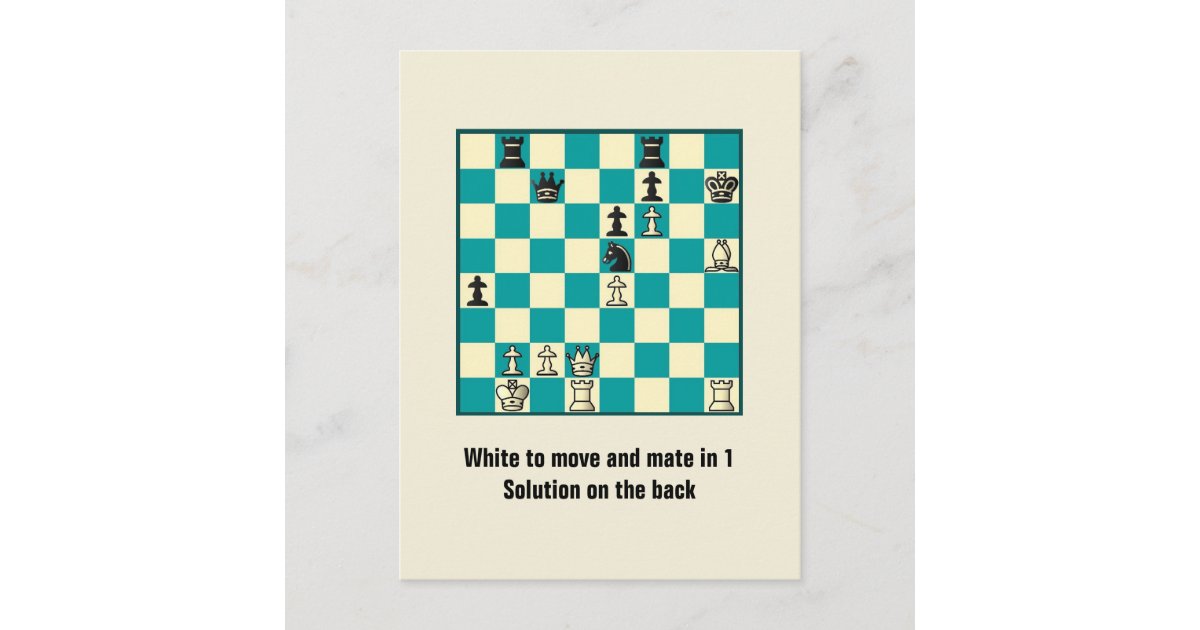 Chess Mate In 1 Puzzle #1 Postcard | Zazzle