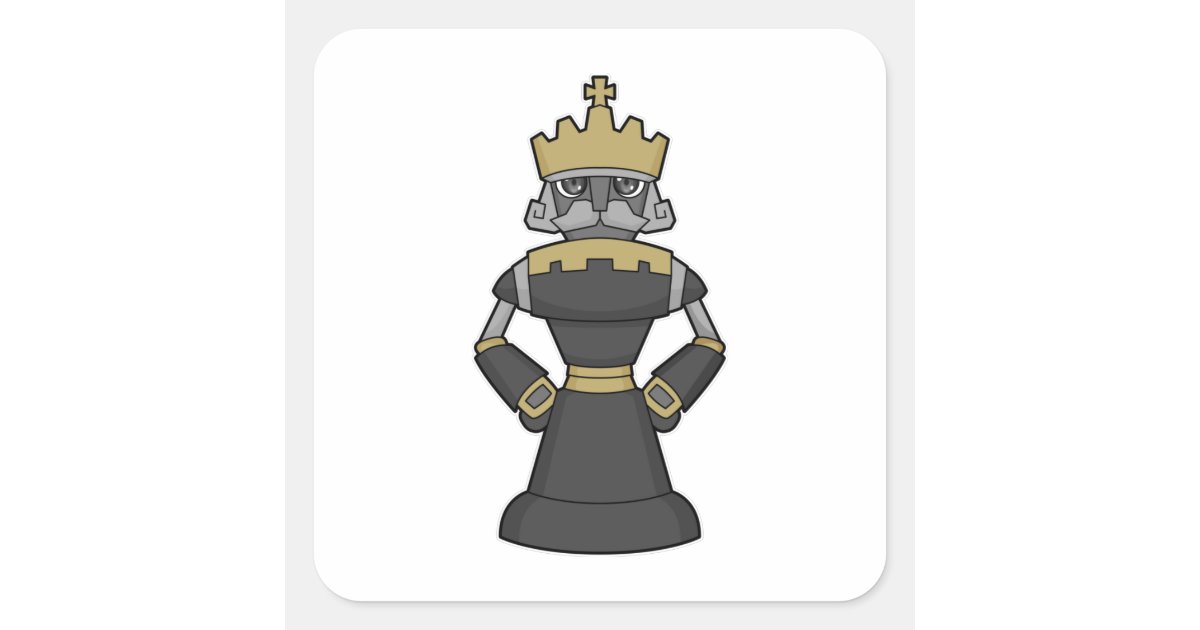 Chess piece King Crown Chess Square Sticker | Zazzle