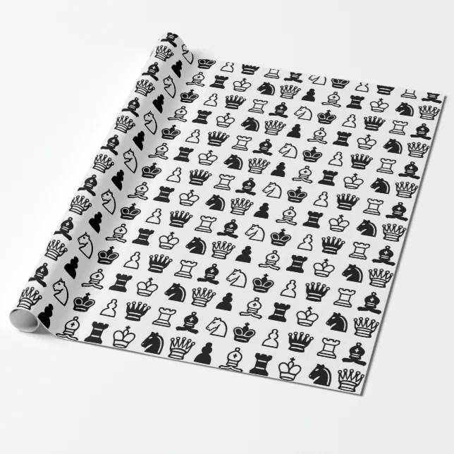 Chess Piece Pattern Wrapping Paper | Zazzle
