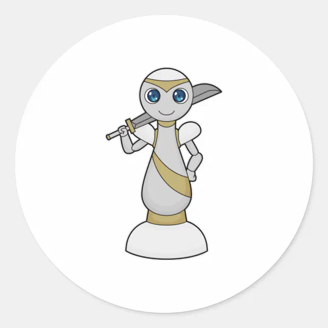 Chess piece Pawn Sword Chess Classic Round Sticker | Zazzle