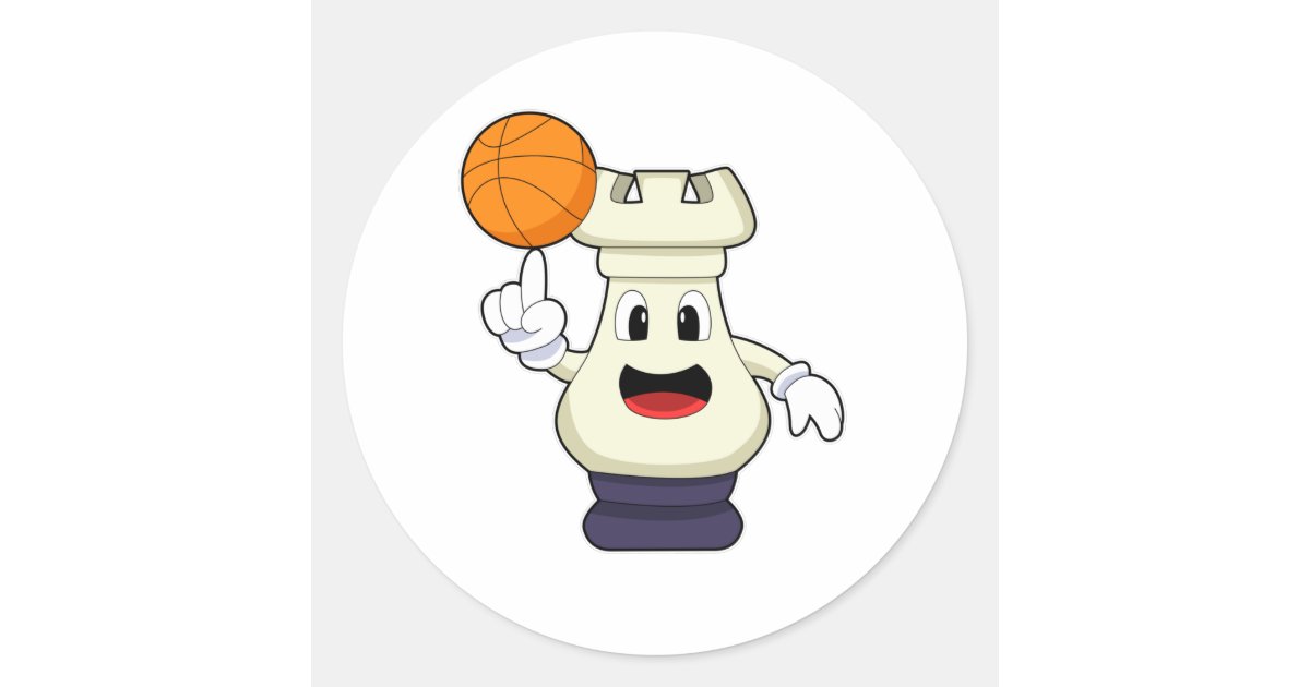 Chess piece Rook at Basketball Sports Classic Round Sticker | Zazzle