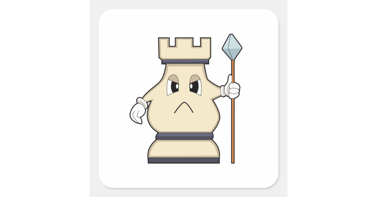 Chess piece Rook at Chess.PNG Square Sticker | Zazzle