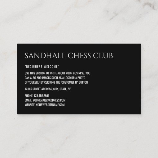 Chess Pieces, Chess Club Business Card | Zazzle