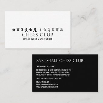 Chess Pieces, Chess Club Business Card | Zazzle