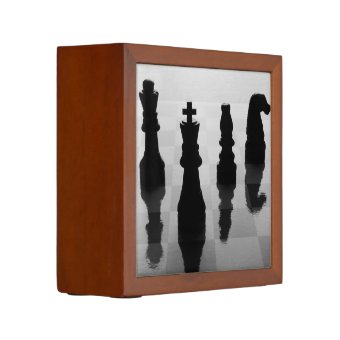 Chess pieces on chess board in black and white Pencil/Pen holder | Zazzle