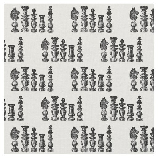 Chess Pieces Vintage Art Fabric | Zazzle