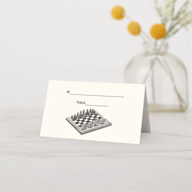 Chess Set Chessboard Escort Card Place Card Ivory | Zazzle