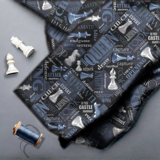 Chess Battle Chess Board Fabric | Zazzle