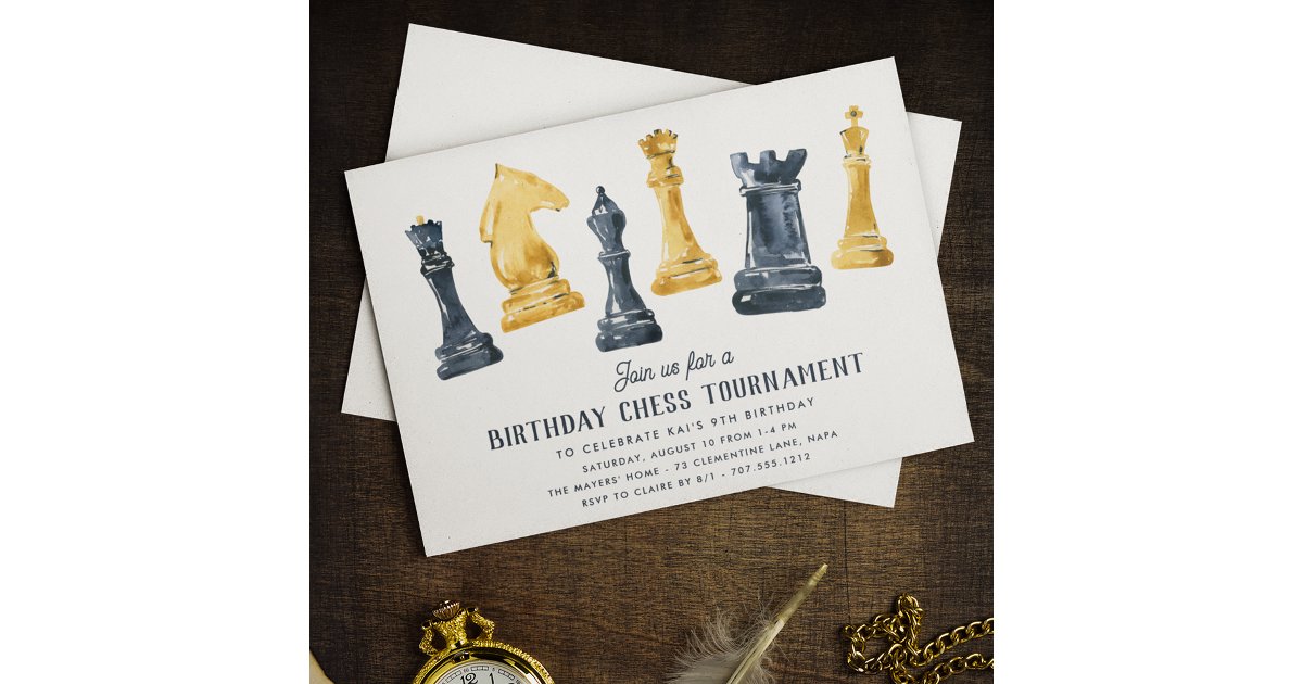 Chess Tournament Kids Birthday Party Invitation | Zazzle