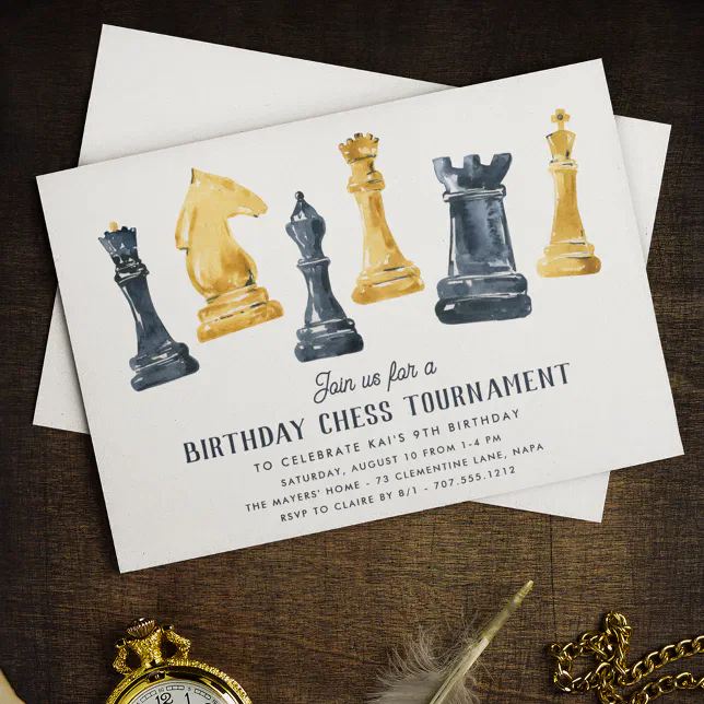 Chess Tournament Kids Birthday Party Invitation | Zazzle