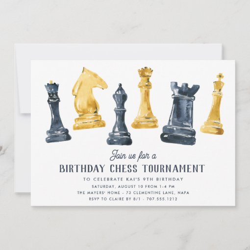 Chess Tournament Kids Birthday Party Invitation | Zazzle
