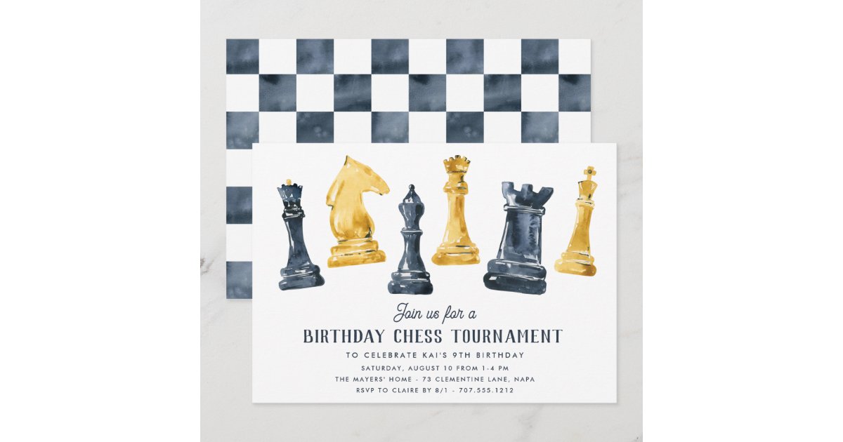 Chess Tournament Kids Birthday Party Invitation | Zazzle