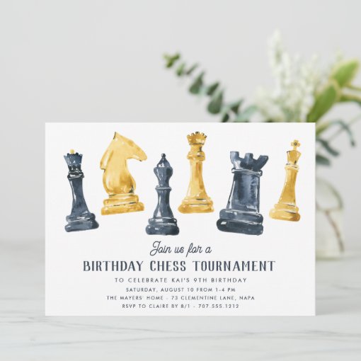 Chess Tournament Kids Birthday Party Invitation | Zazzle
