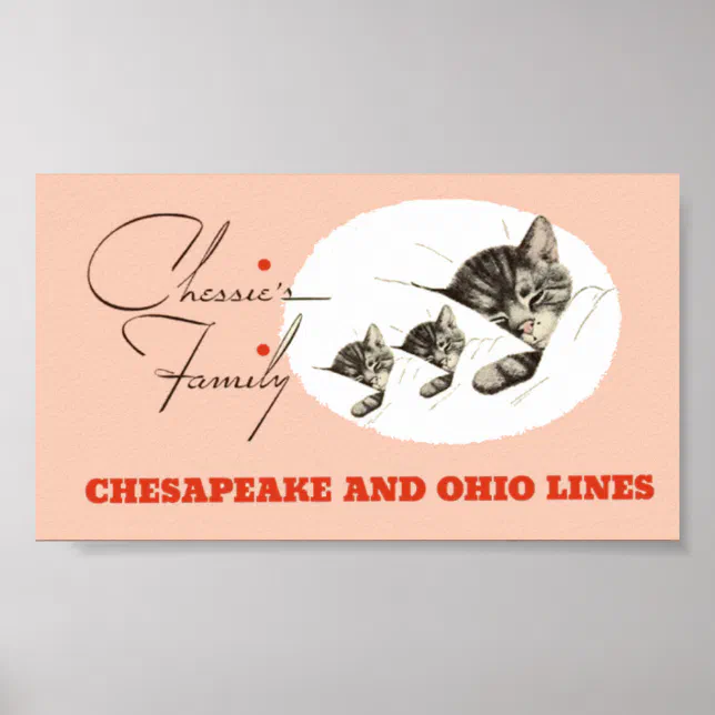 Chessie the Railroad Kitten and her chilren Poster | Zazzle