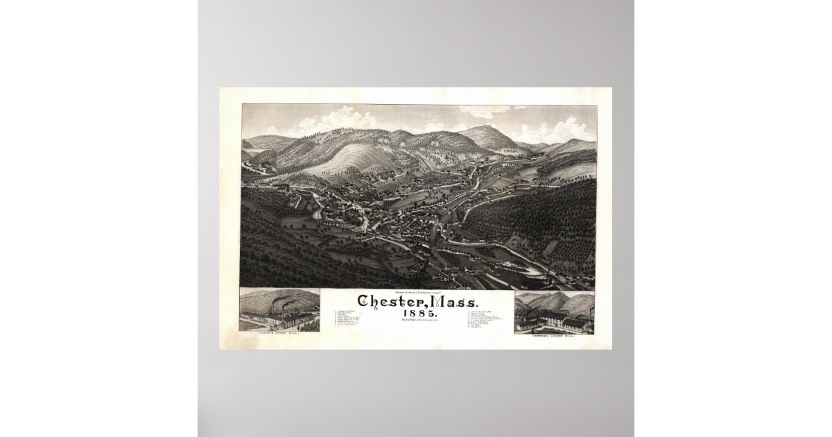 Chester Massachusetts 1885 Antique Panoramic Map Poster | Zazzle