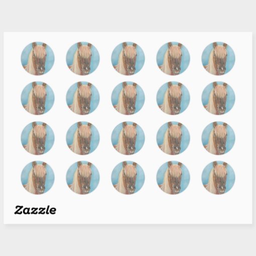 chestnut mare with blonde mane equine art horse classic round sticker ...