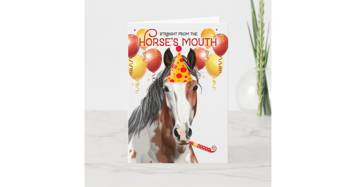 Chestnut Pinto Horse Funny Birthday Card | Zazzle