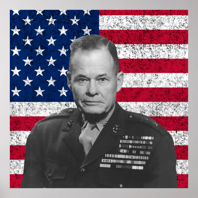 Chesty Puller and The American Flag Poster | Zazzle