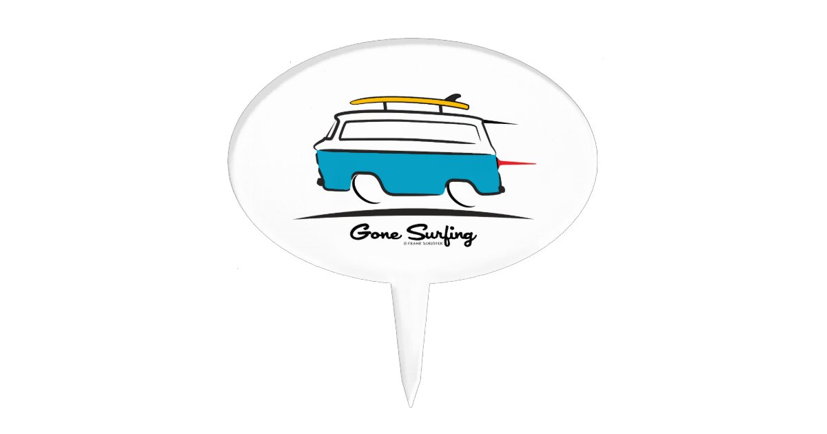 Chevrolet Corvair Greenbrier Gone Surfing Cake Topper | Zazzle