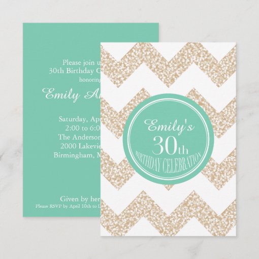 Chevron 30th Birthday Party Choose Color Flat Card | Zazzle