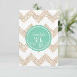 Chevron 30th Birthday Party Choose Color Flat Card | Zazzle