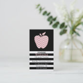 Chevron Apple and Stripes Teachers Business Card | Zazzle