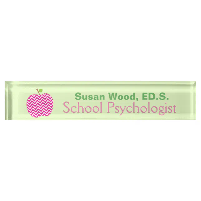 Chevron Apple School Psychologist Name Plate | Zazzle