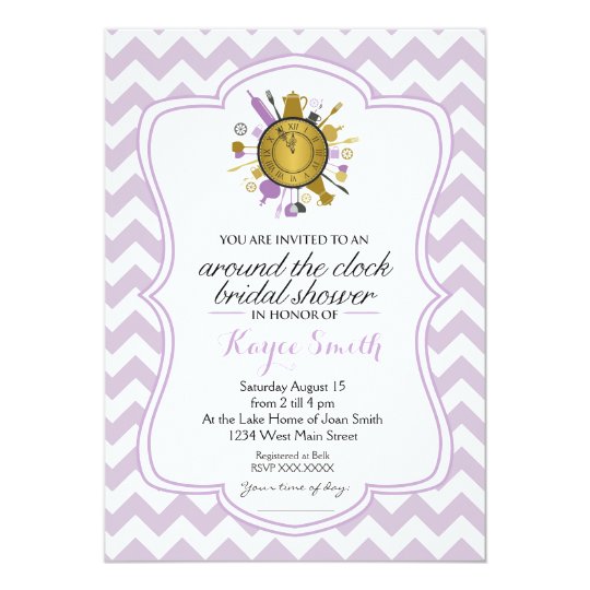 Chevron Around the Clock Bridal Shower Invitation | Zazzle.com