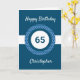 Chevron Blue 65th Birthday Card | Zazzle