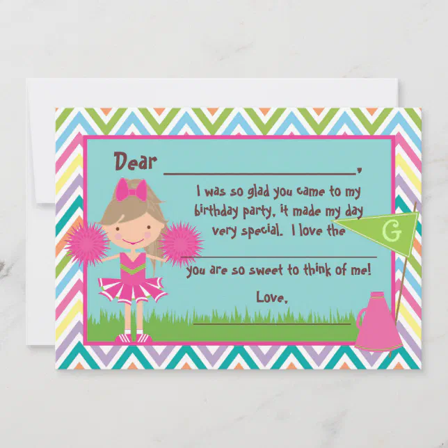 Chevron Cheer Flat Thank You Notes | Zazzle