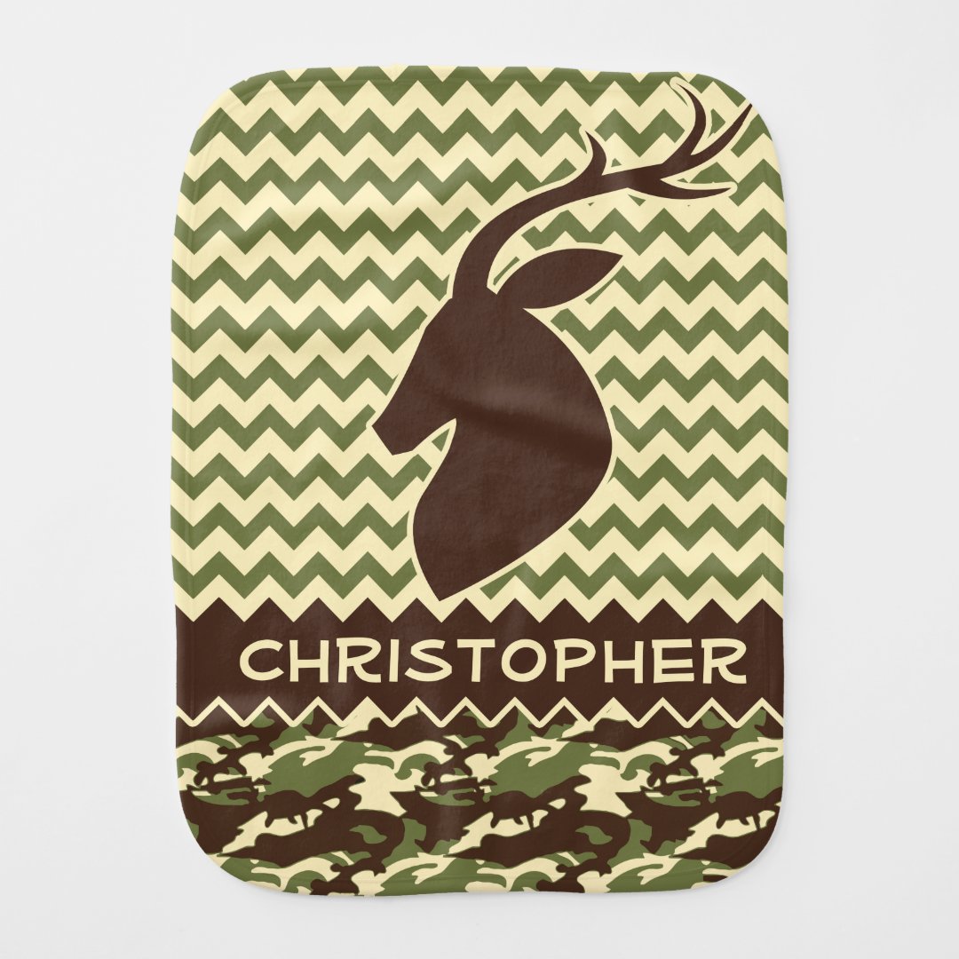 Chevron Deer Buck Camouflage Personalize Burp Cloth | Zazzle