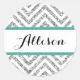 Chevron Glitter Circle Sticker Name Label Teal | Zazzle