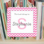 Chevron Monogram Bookplate Sticker pink and gray | Zazzle