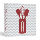 Chevron Monogram Kitchen Utensils Recipe Binder | Zazzle