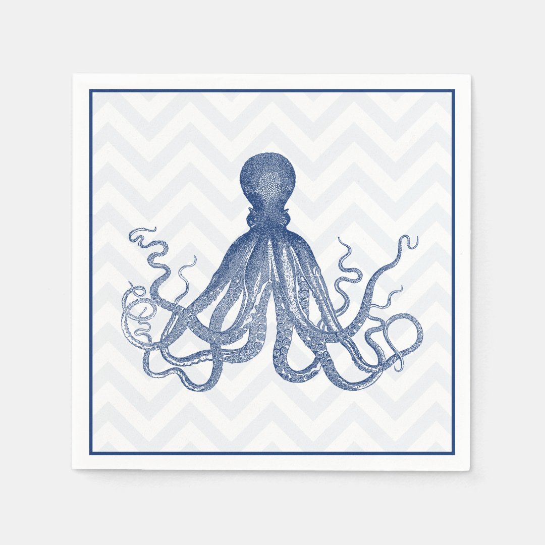 Chevron Octopus LT Paper Napkins | Zazzle