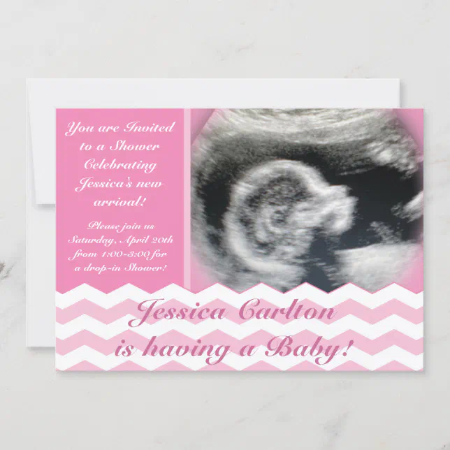 Chevron Pattern Baby Girl Shower Invitations | Zazzle