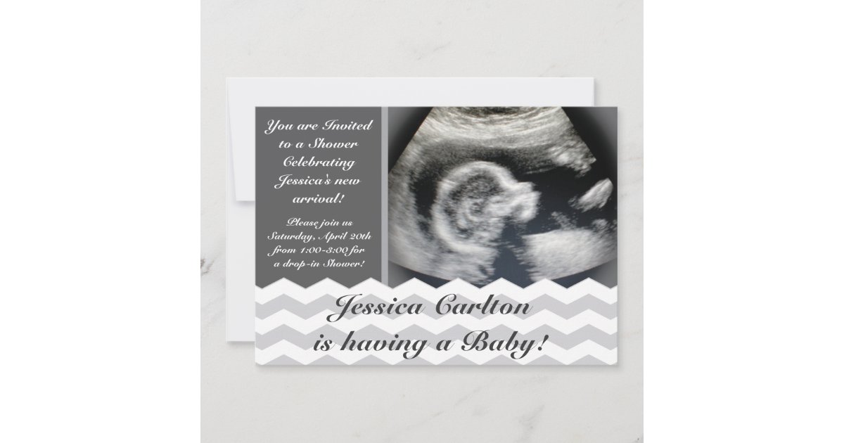 Chevron Pattern Baby Shower Invitations | Zazzle