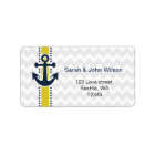 chevron stripes, anchor, nautical address labels | Zazzle