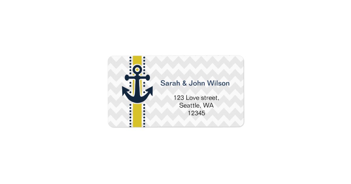 chevron stripes, anchor, nautical address labels | Zazzle
