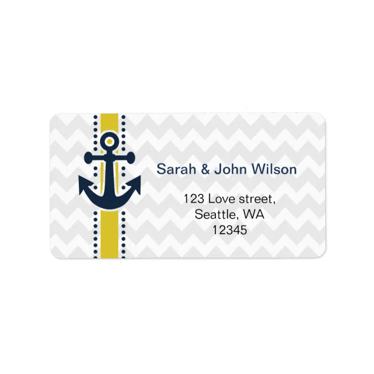 chevron stripes, anchor, nautical address labels | Zazzle