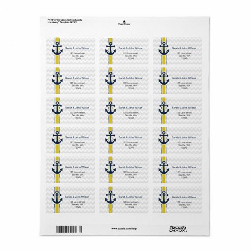 chevron stripes, anchor, nautical address labels | Zazzle