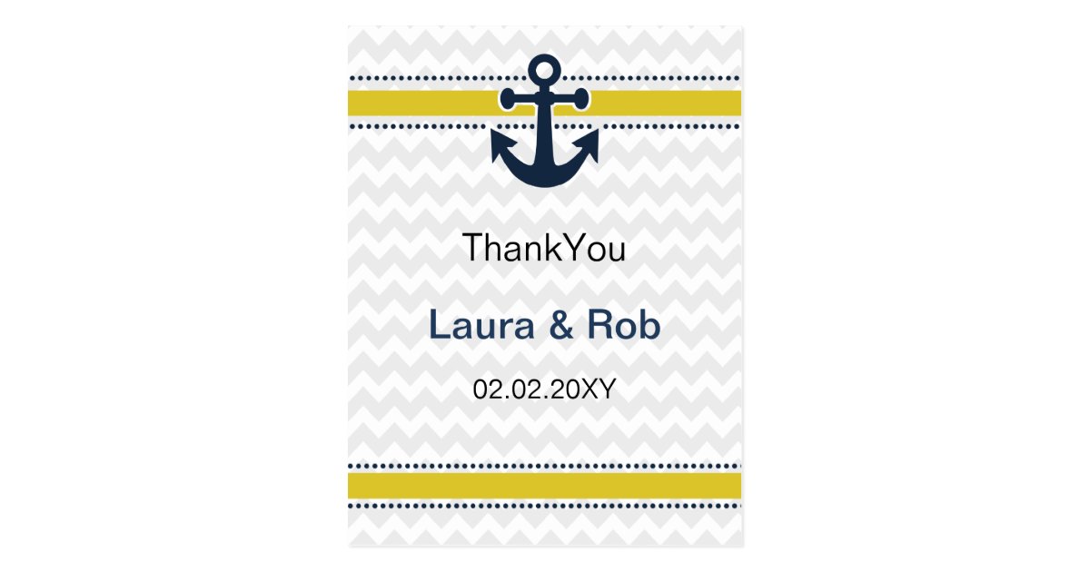 chevron stripes, anchor, nautical Thank You cards | Zazzle.com