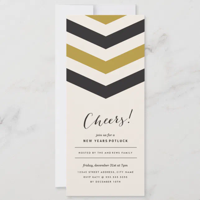 Chevron Stripes New Years Invite | Zazzle