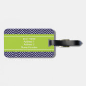 Chevron Stripes Personalized Monogram Navy Lime Luggage Tag | Zazzle