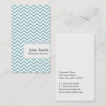 Chevron Stripes Substitute Teacher Business Card | Zazzle