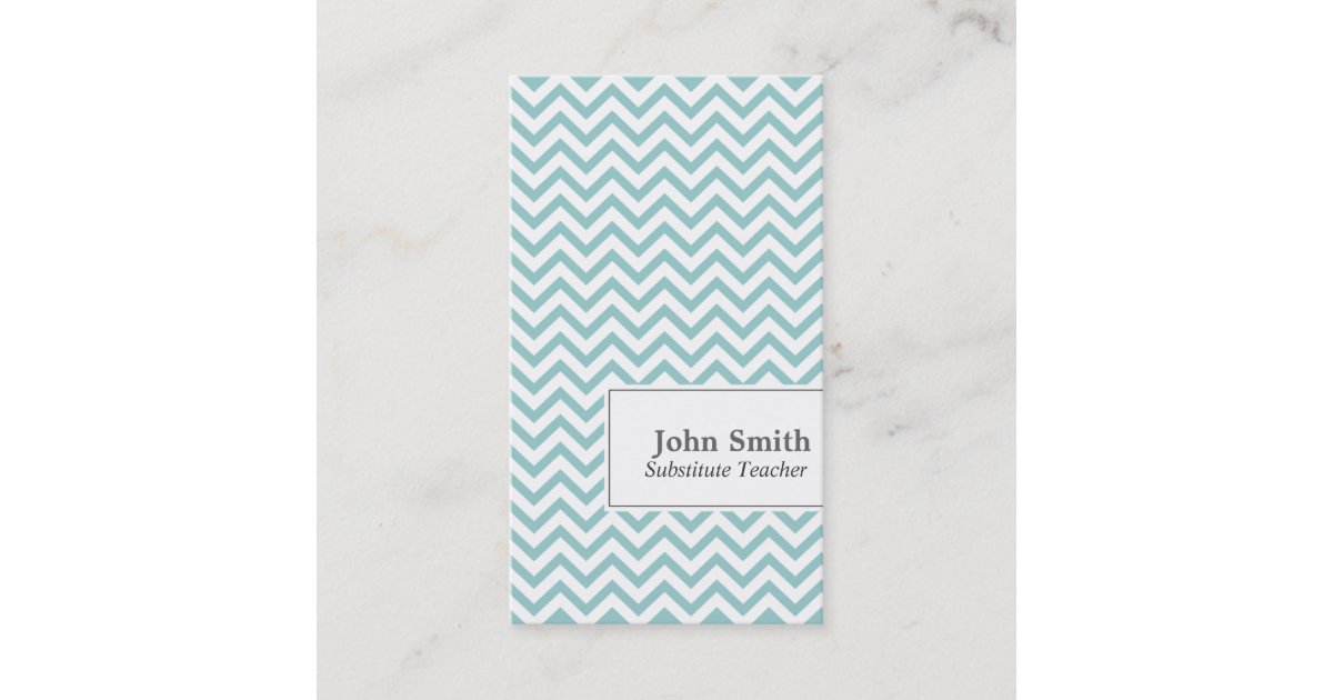 Chevron Stripes Substitute Teacher Business Card | Zazzle
